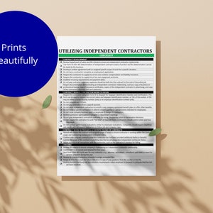 Independent Contractor Checklist Editable Document HR Template Human ...