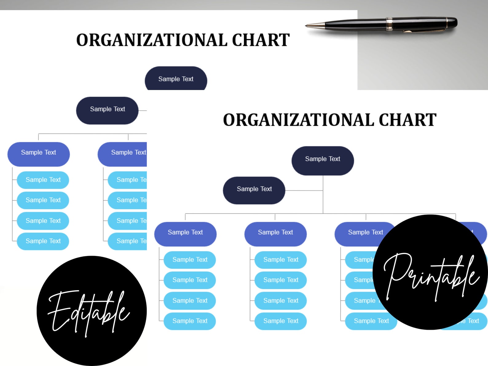 Editable Organizational Chart Template: HR Employee Hierarchy (MS Word ...