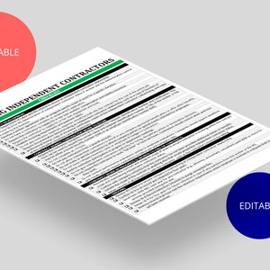Independent Contractor Checklist Editable Document HR Template Human ...