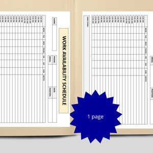 Employee Availability Form: Weekly & Hourly Schedule Template Work ...
