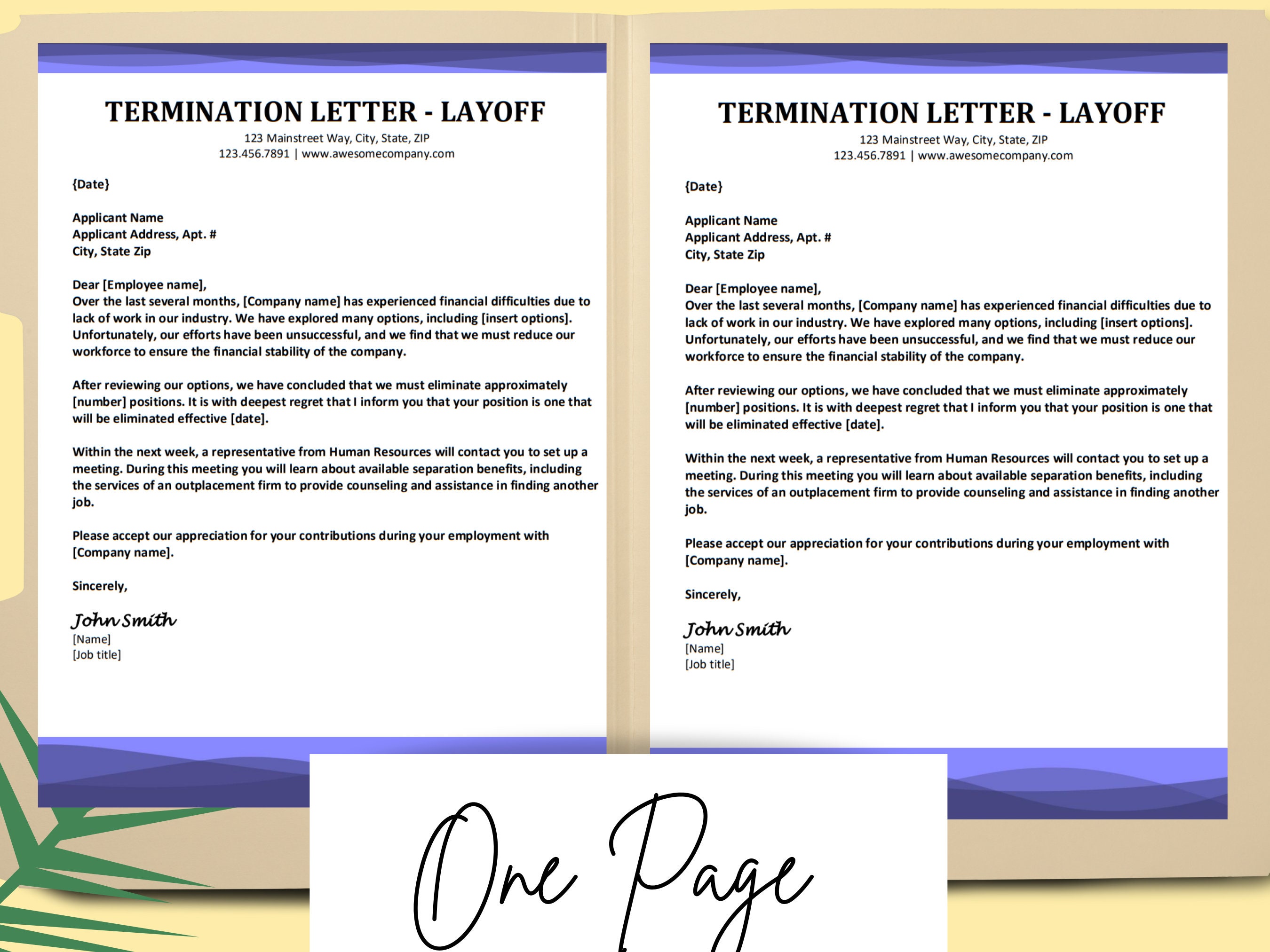 Layoff Termination Letter Template: Editable HR Form (digital Download ...