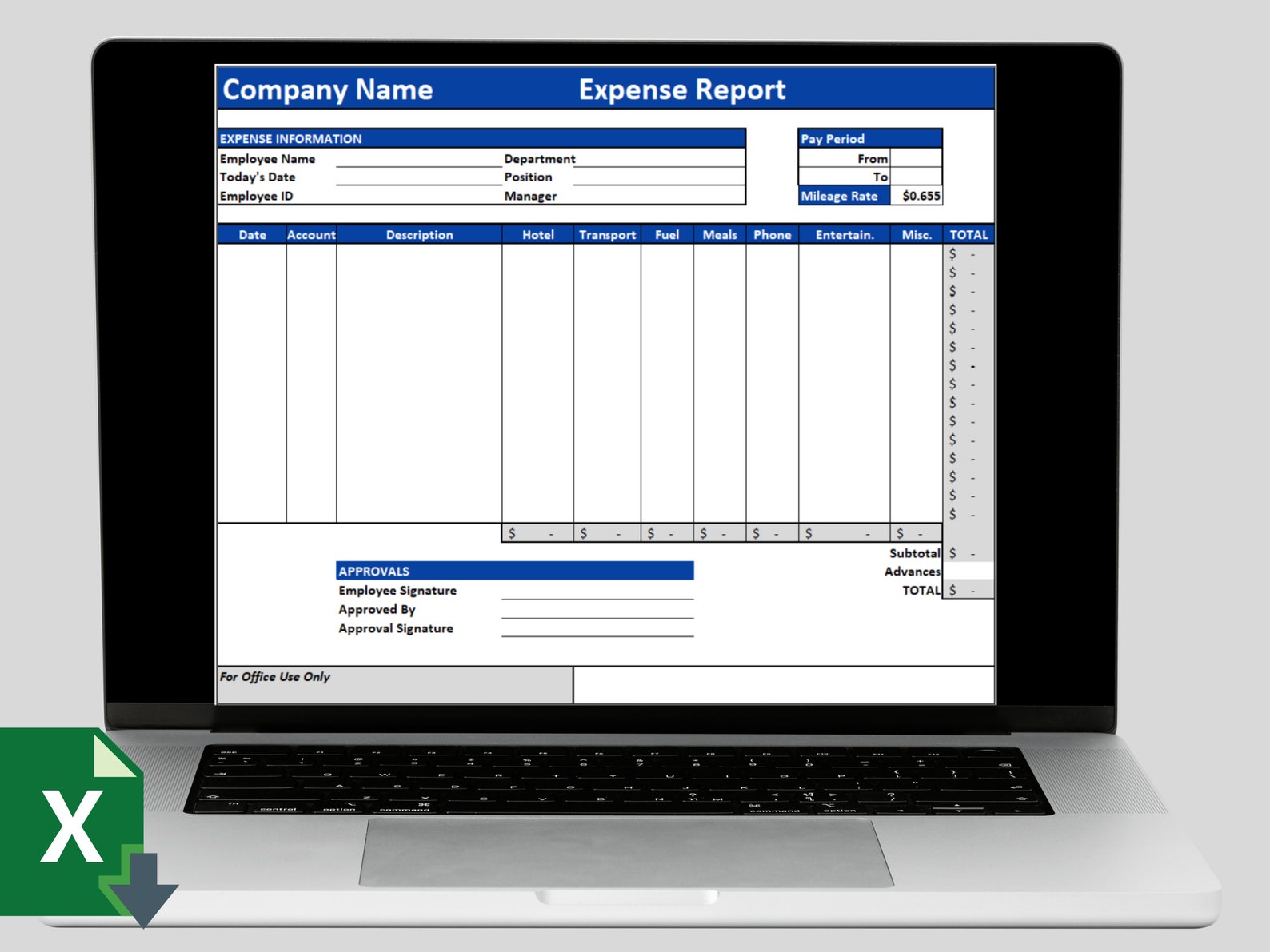 Expense Report Template: Editable Excel Form (digital Download) - Etsy