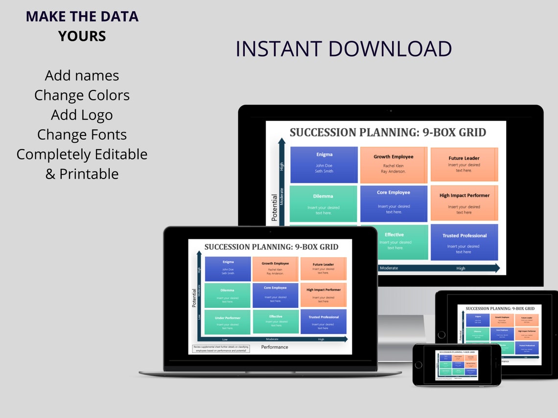 Easy-to-use 9-box Succession Planning Template: Identify and Develop ...