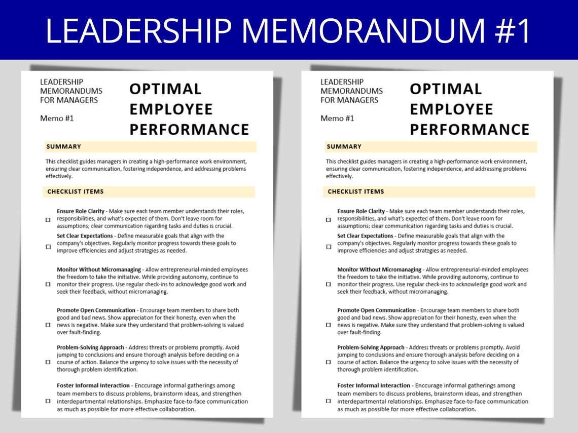 Leadership Memorandums for Managers: Manager Training Topics ...