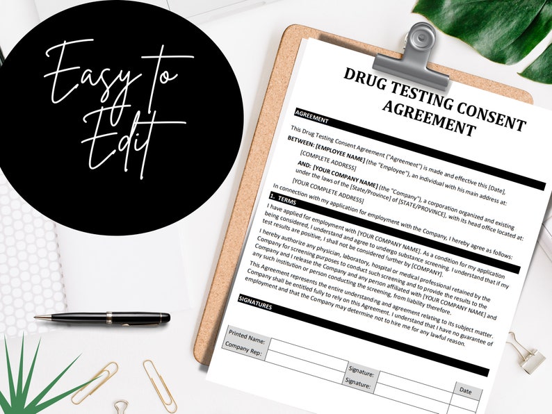 Drug Test Consent Form New Hire Paperwork Form Onboarding Paperwork HR ...