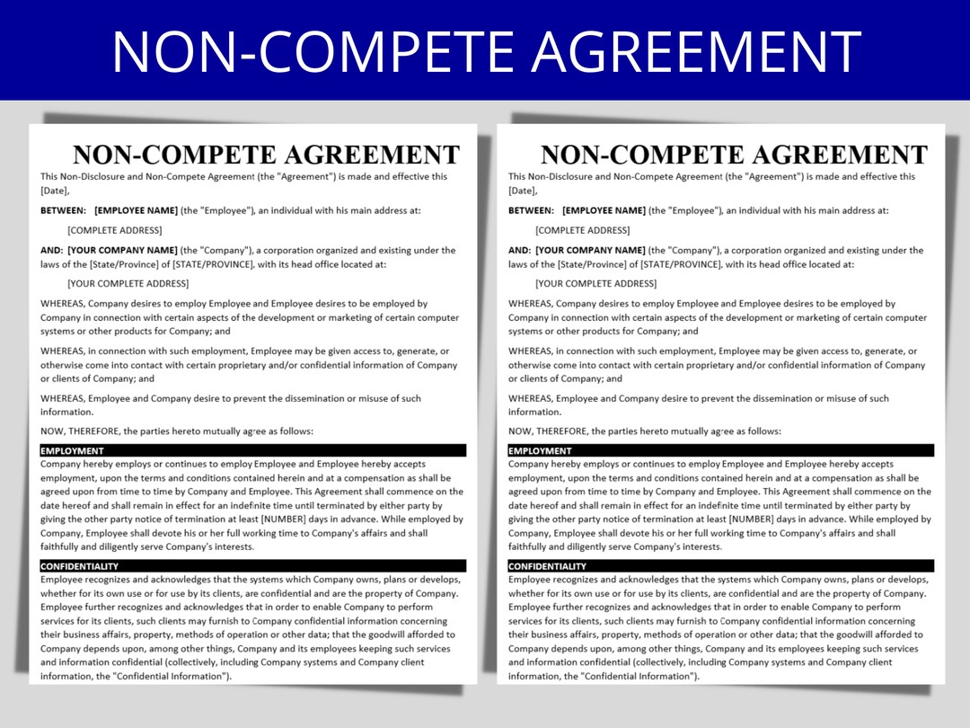 HR Employee Non-compete Agreement Template | Editable Human Resource ...