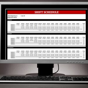 Employee Shift Schedule Template: Printable Excel Planner - Etsy