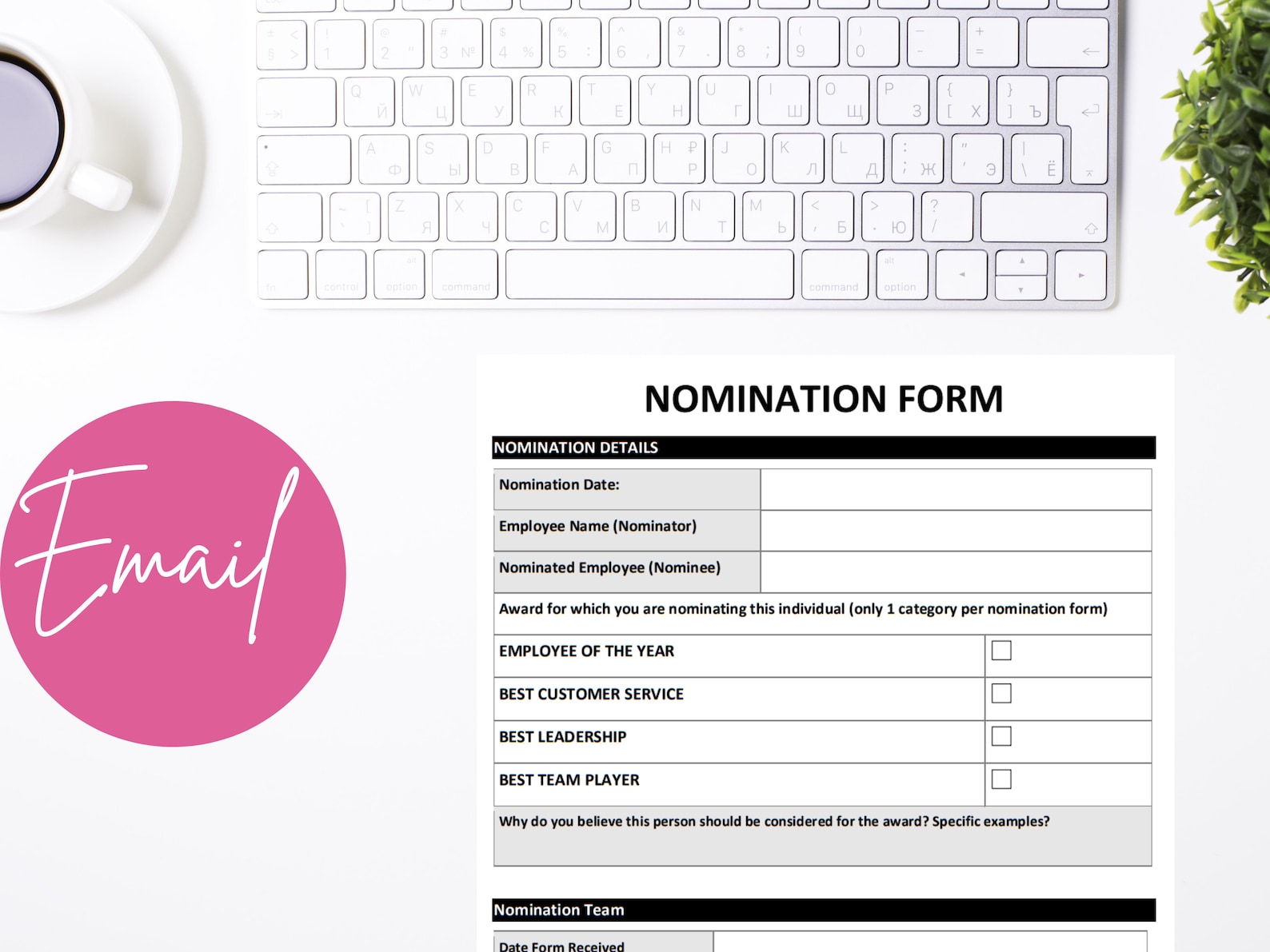 Employee Recognition Award Nomination Template Word Editable - Etsy