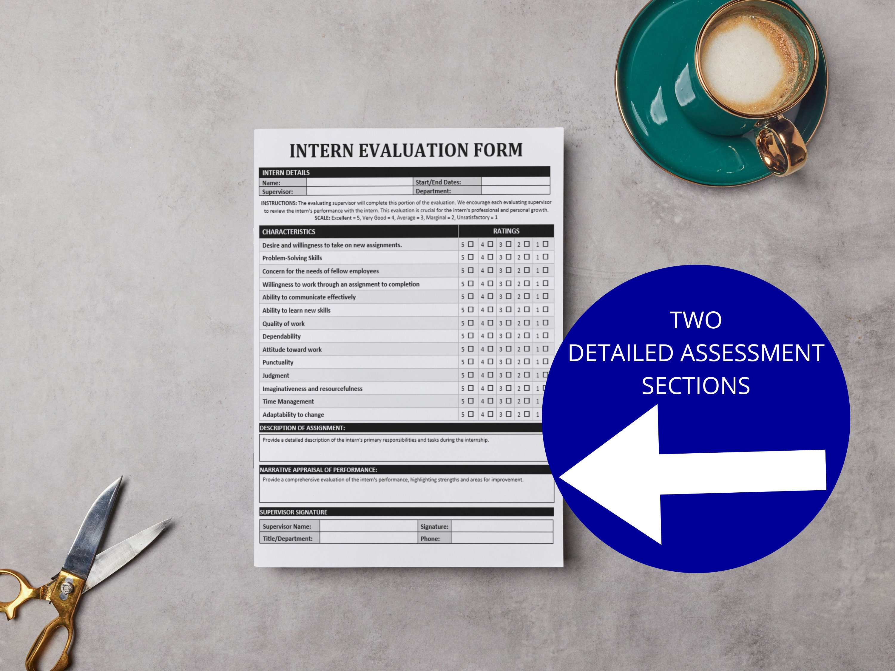 Intern Evaluation Form Performance Review, Feedback & Assessment ...