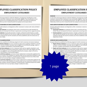 Employee Classification Policy Template: Editable HR Word Form (digital ...