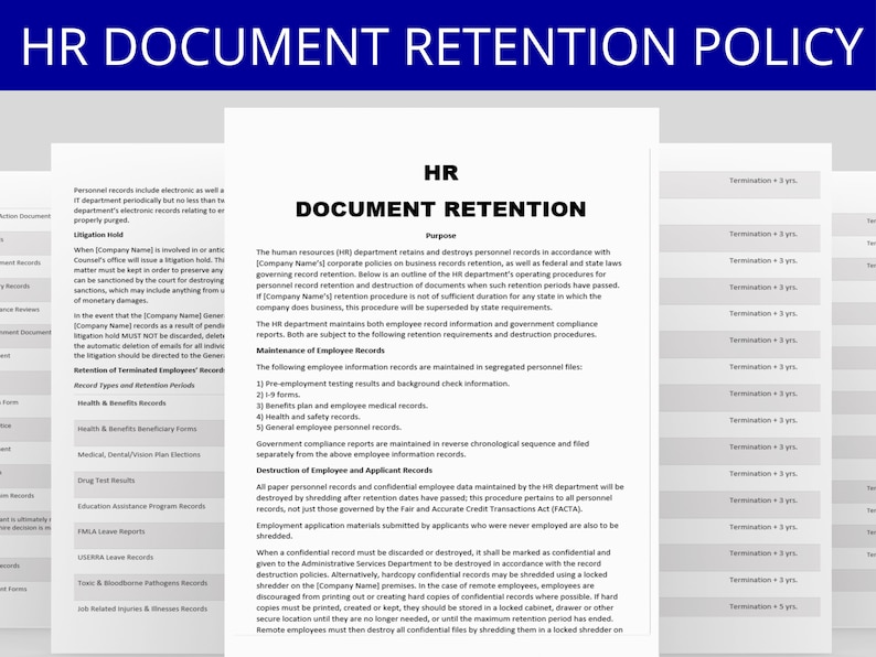 Employee Document Retention Policy: Guidelines for HR Record Management ...