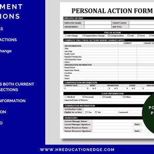 Personal Action Form: Employee Status Change HR Template (digital ...