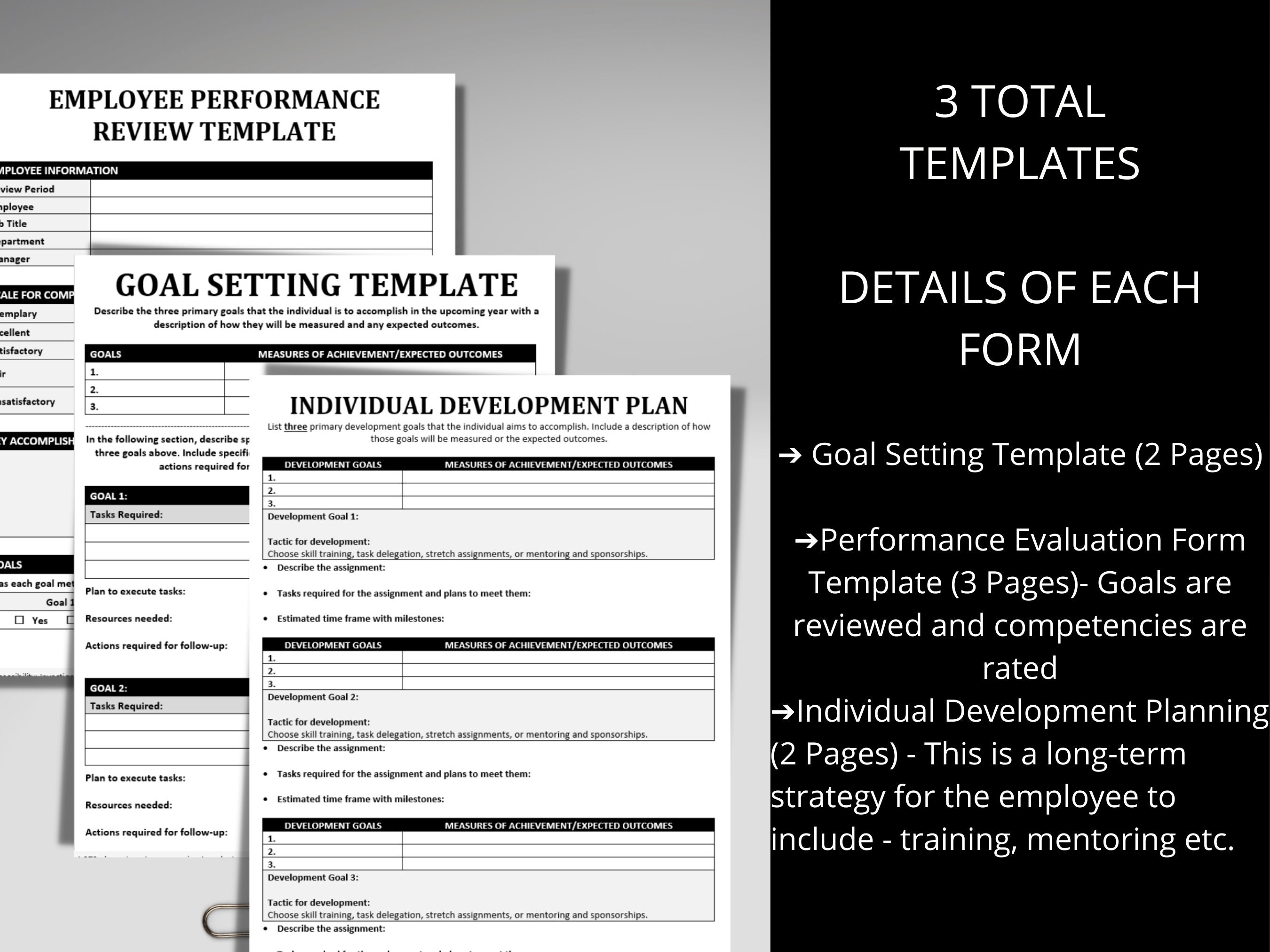 Employee Performance Review Templates Bundle: HR Appraisal Forms (MS ...