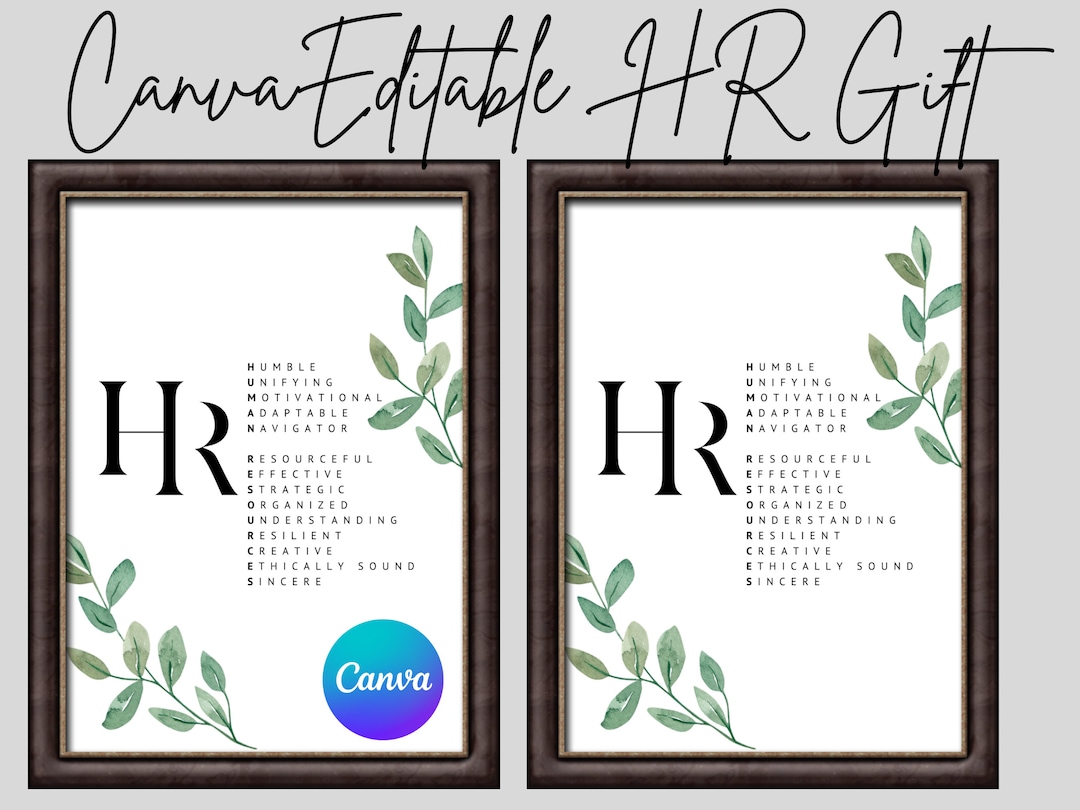 Classy HR Gift | Editable CANVA Wall Art | Gifts for Human Resource ...