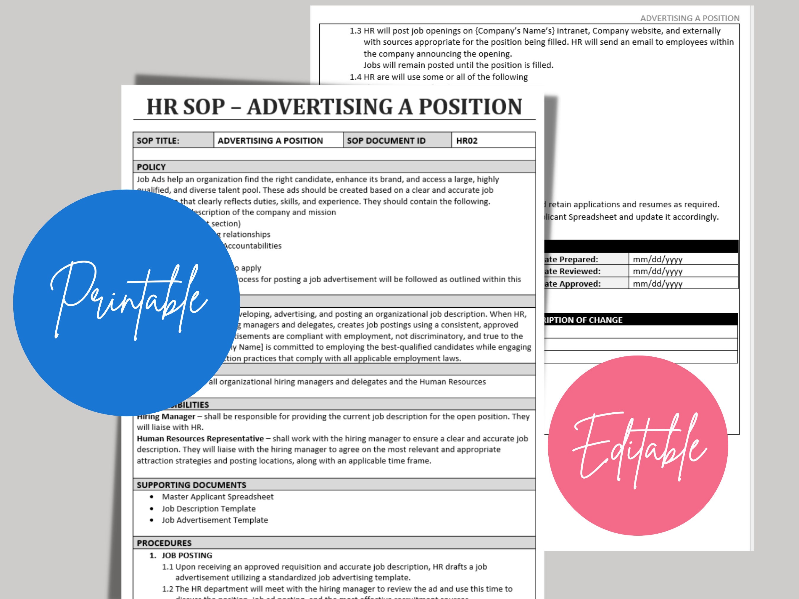 HR SOP: Job Advertisement Policy & Procedures (digital Download) - Etsy