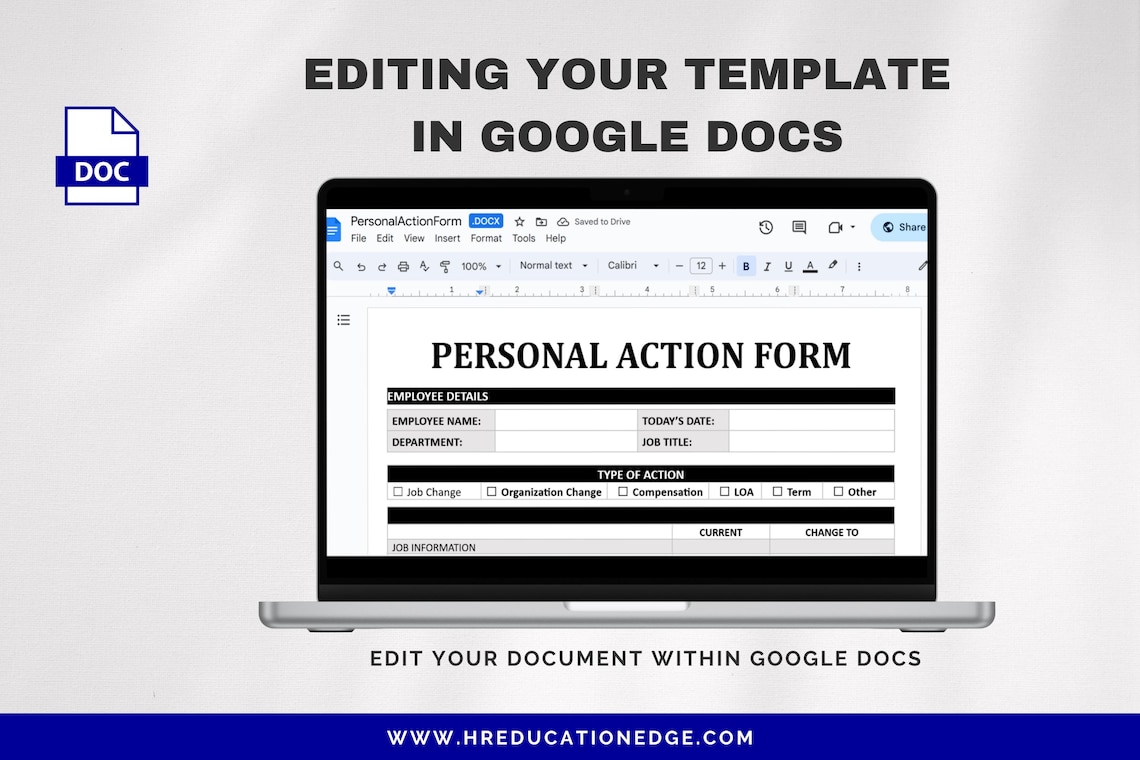Personal Action Form: Employee Status Change HR Template (digital ...