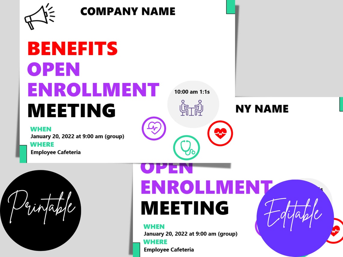 Open Enrollment Benefits Meeting Template: Editable HR Form (MS Word ...