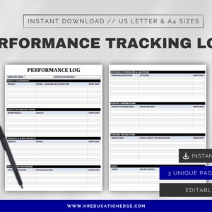 Manager Performance Log: Employee Review HR Template (digital Download ...