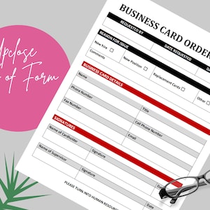HR Business Card Order Form - Editable MS Word Template - Etsy