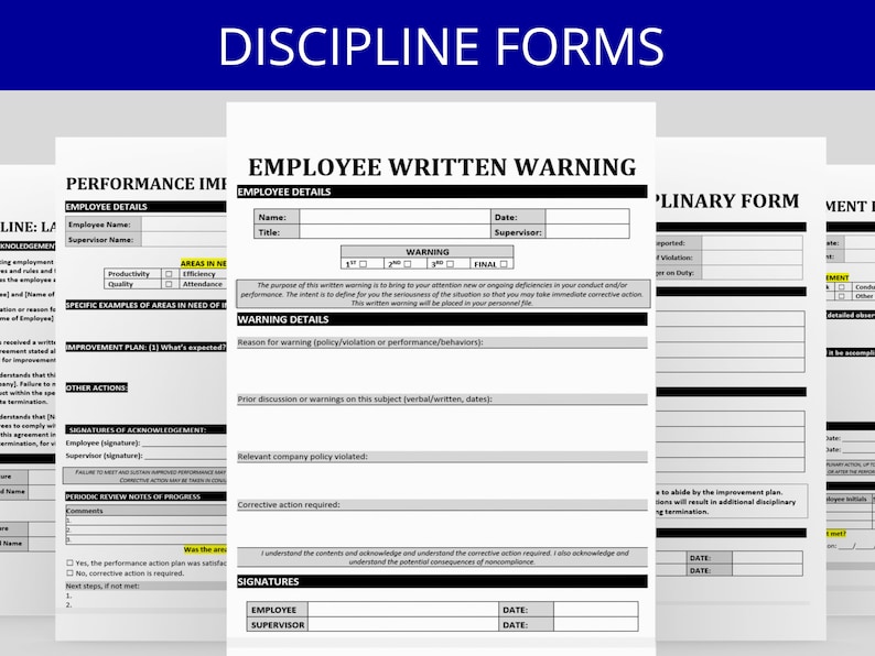 Employee Disciplinary Forms: HR Warning Notice & PIP Templates (digital ...