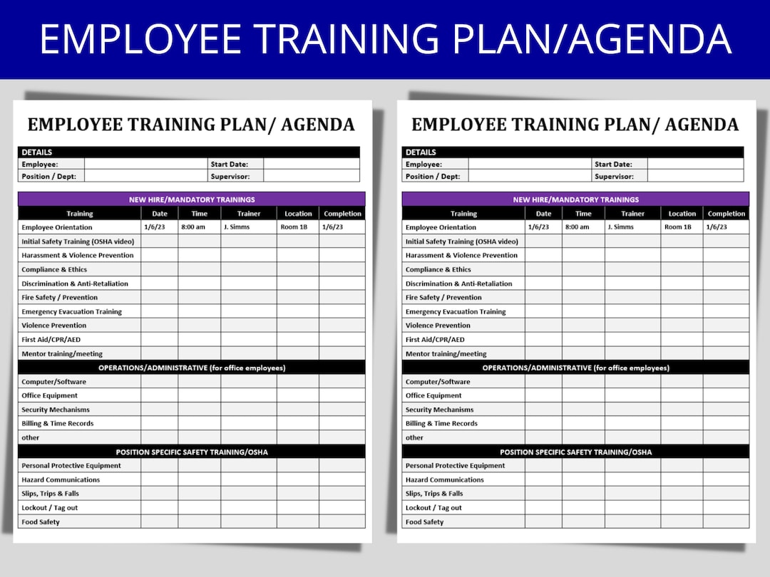 Employee Training Plan Template Training Tracker New Hire Schedule New ...