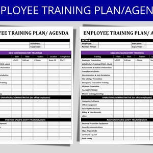 Employee Training Plan Template Training Tracker New Hire Schedule New ...