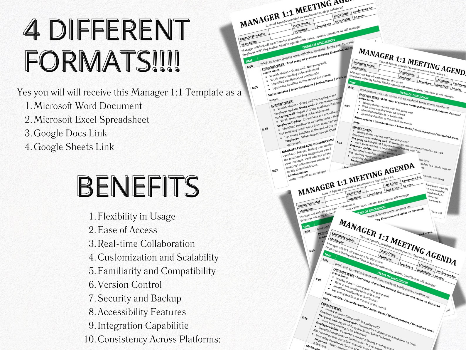 Manager One-on-one Meeting Agenda Template: HR Forms, Human Resource ...