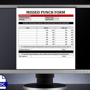 Missed Punch Form: Editable HR Template for Payroll (8.5x11 & A4) - Etsy