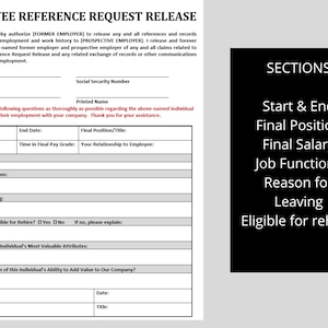 Employee Reference Request Release | HR Template | MS Word Editable ...
