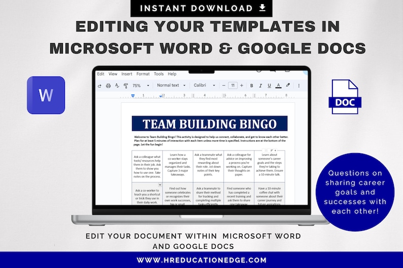 Team Building Bingo: Employee Engagement HR Template (digital Download ...