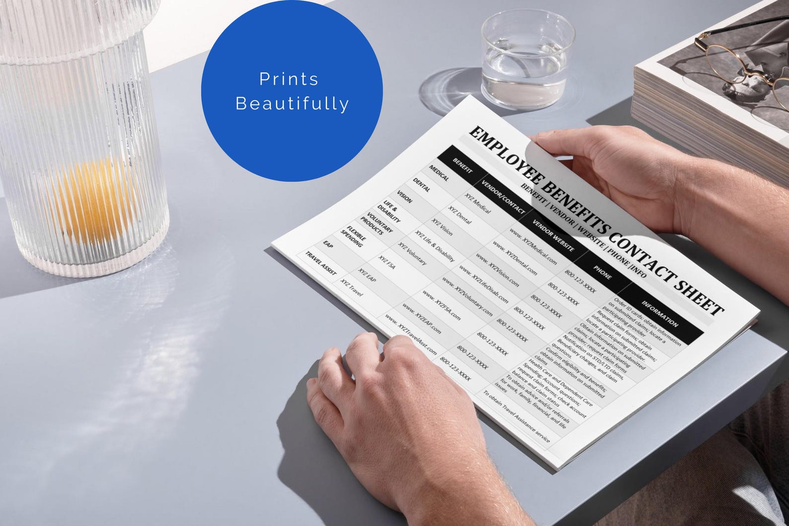 Benefits Contact Sheet Employee HR Templates HR Forms and Documents ...