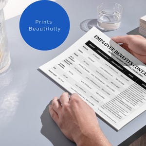 Benefits Contact Sheet | Employee HR Templates | HR Forms and Documents ...