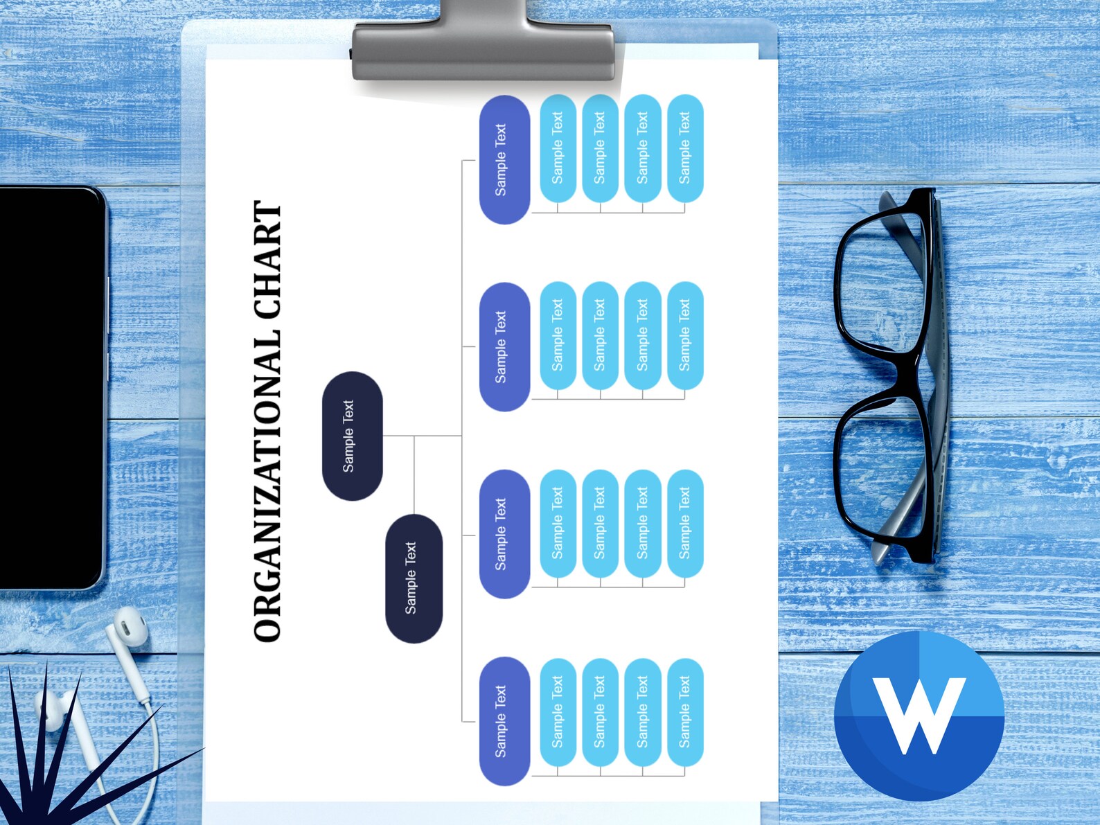 Editable Organizational Chart Template: HR Employee Hierarchy (MS Word ...