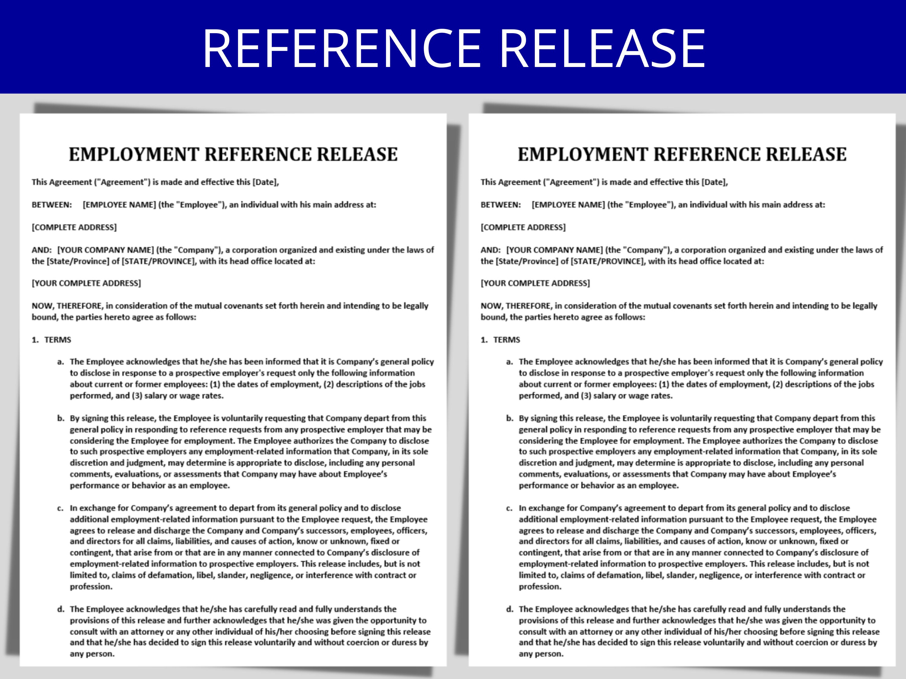 Employee Reference Release: MS Editable Word HR Template Human ...