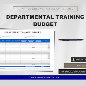 Departmental Training Budget Excel Spreadsheet: HR Template (digital ...