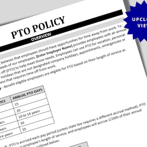 Editable PTO Policy Template: Employee Time-off HR Form (digital ...