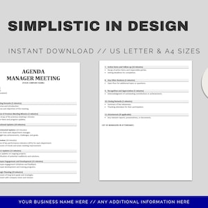 Manager Meeting Agenda Template: HR, Operations, KPI (editable Word ...
