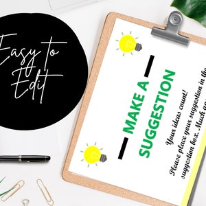 Employee Suggestion Box Sign and Cards: HR Template (digital Download ...