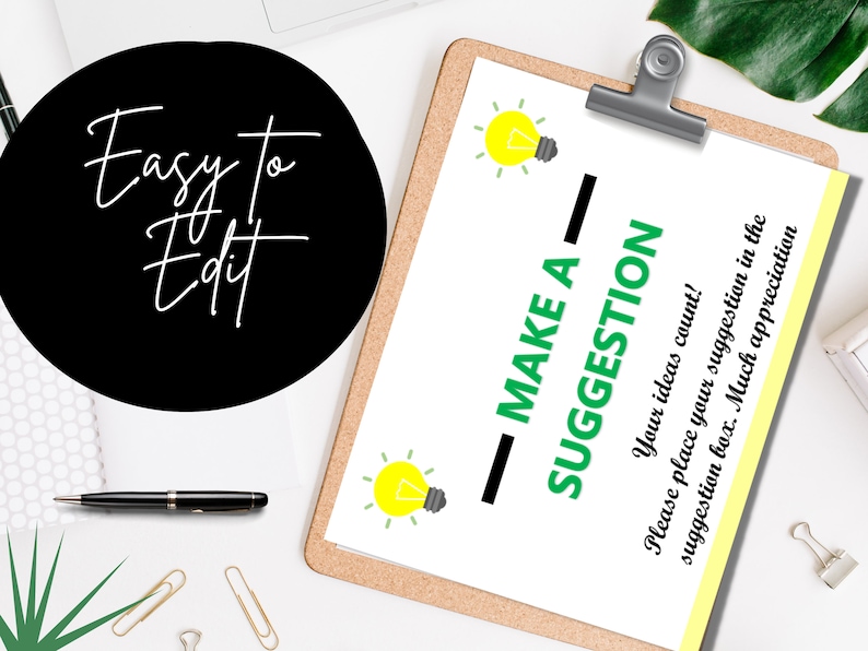 Employee Suggestion Box Sign and Cards: HR Template (digital Download ...