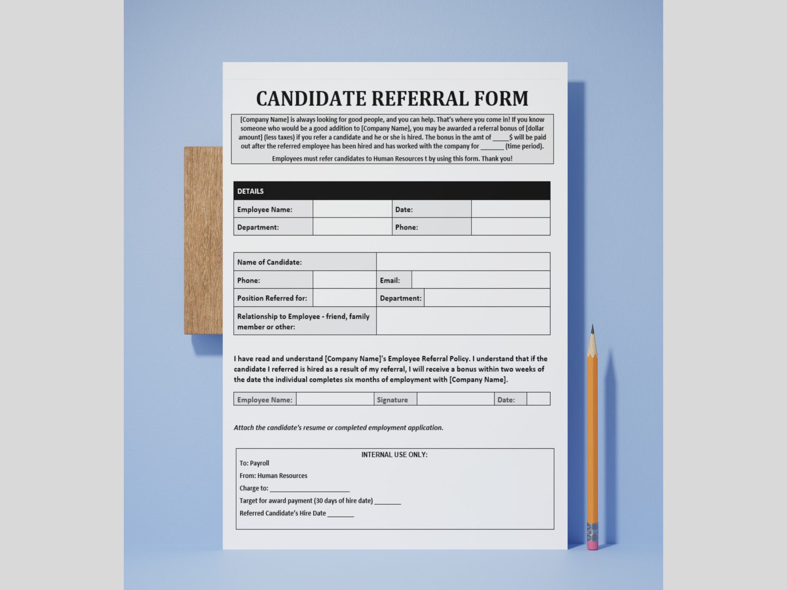 Employee Referral Program Template & Candidate Forms (MS Word) - Etsy
