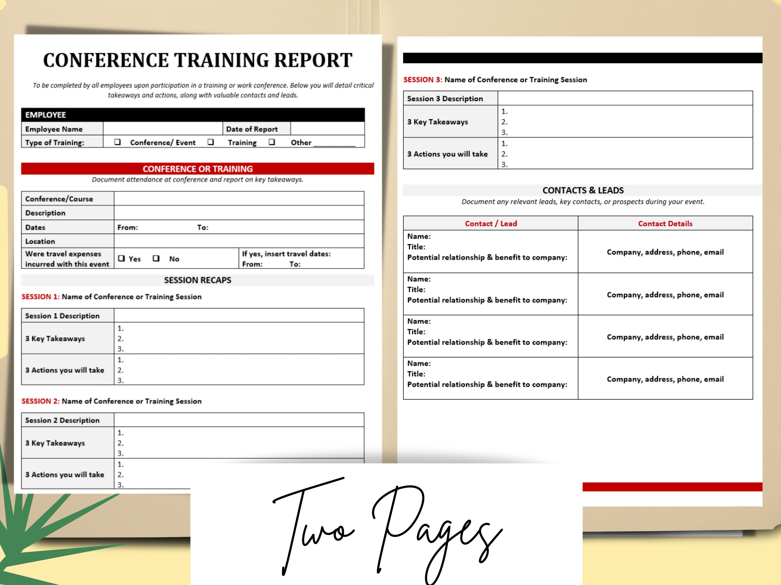 Conference / Training Employee Report HR Template Human Resources Form ...