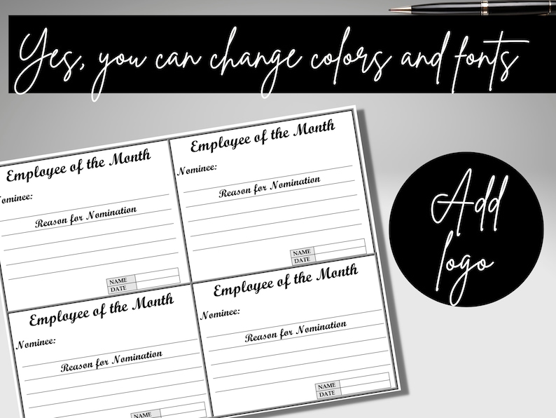 Employee of the Month Nomination Template: Editable HR Form (8.5x11, A4 ...