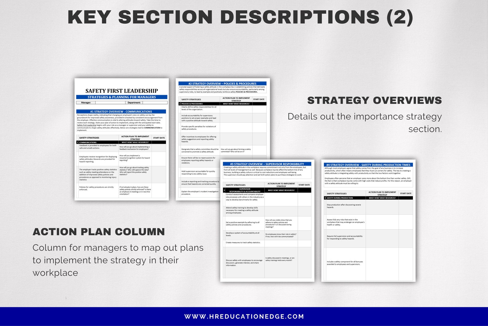 Safety First Leadership Worksheets: Manager Safety Strategies W/action ...