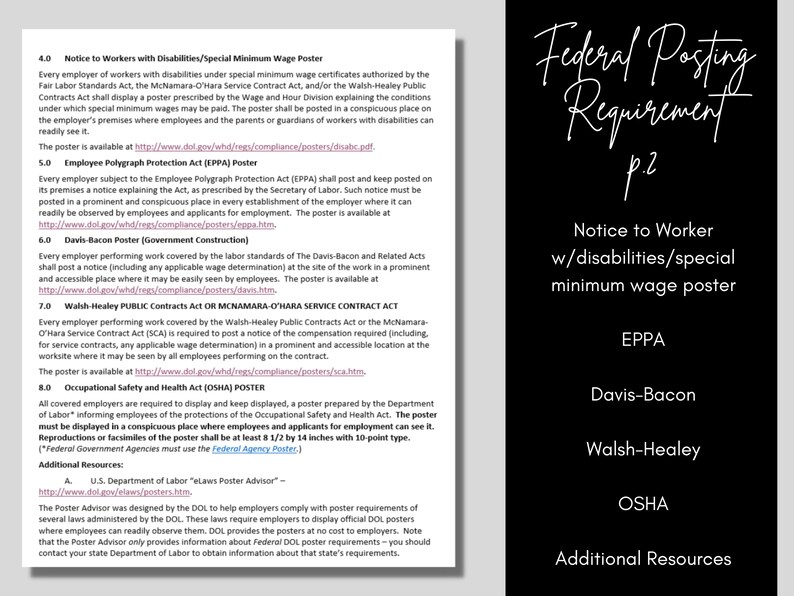 Federal Workplace Posting Requirements Template: HR Compliance (MS Word ...