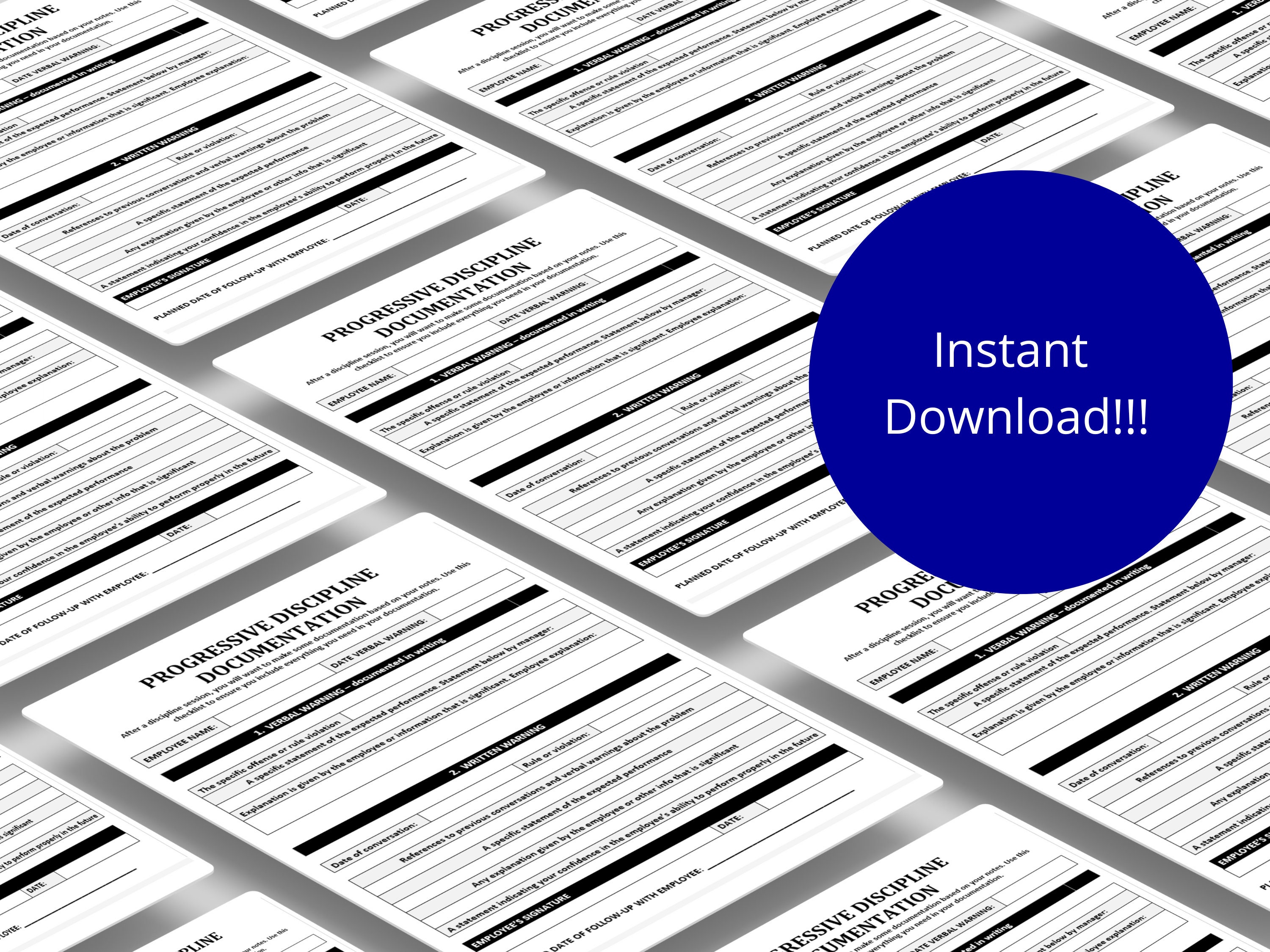 Progressive Discipline Documentation: Employee Write up MS Editable ...