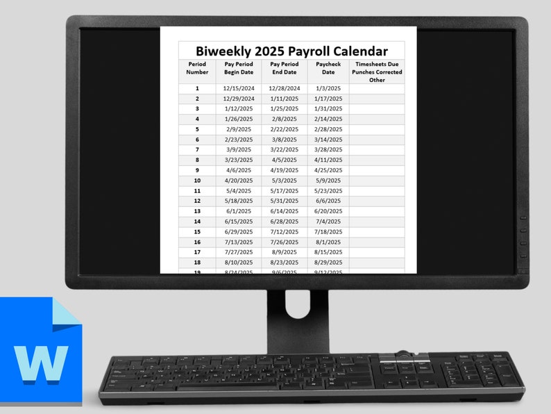 Biweekly Payroll Calendar 2025 MS Editable Word Pay Period Start & End ... Biweekly Payroll Calendar 2025 MS Editable Word Pay Period Start & End ...