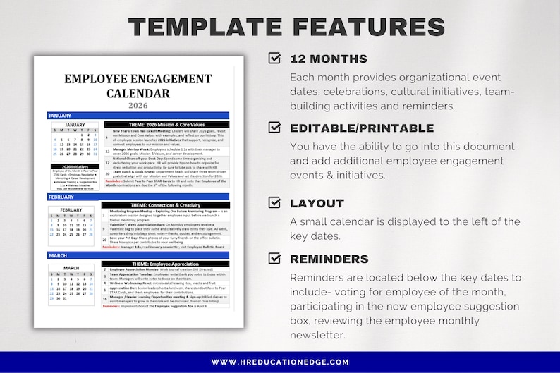 Employee Engagement Calendar 2026 | Team Building & Staff Motivation ...