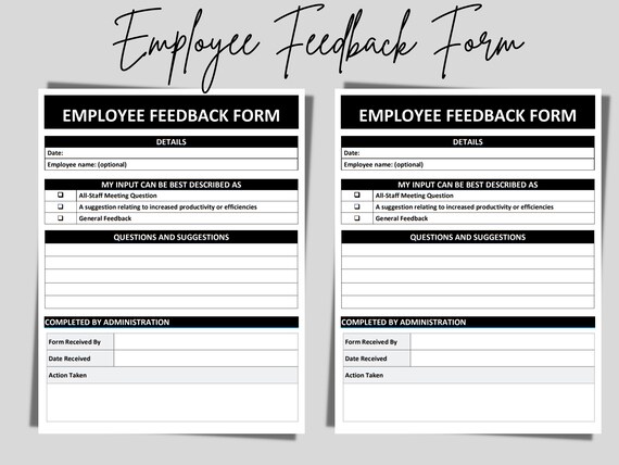 Employee Feedback Form Template MS Editable Word Template Etsy