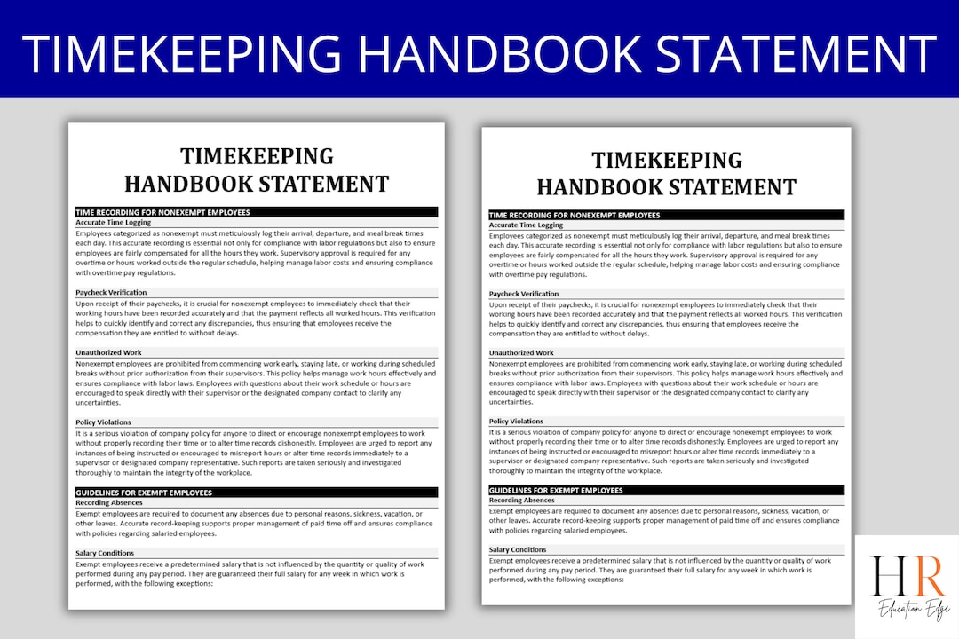Timekeeping Policy: Employee Handbook | HR Compliance | Employment Law ...