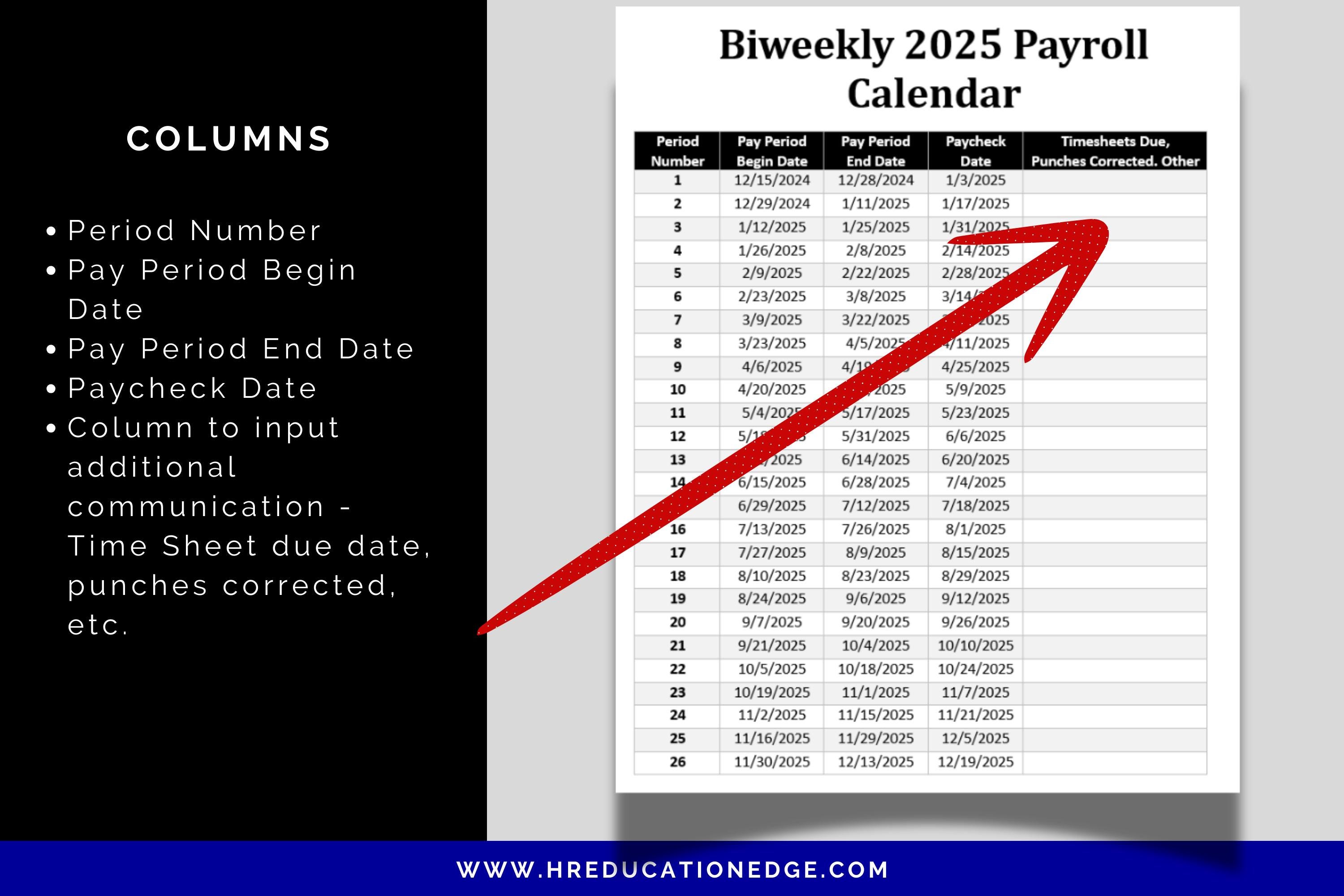 2025 Biweekly Pay Calendar Halie Kerrill